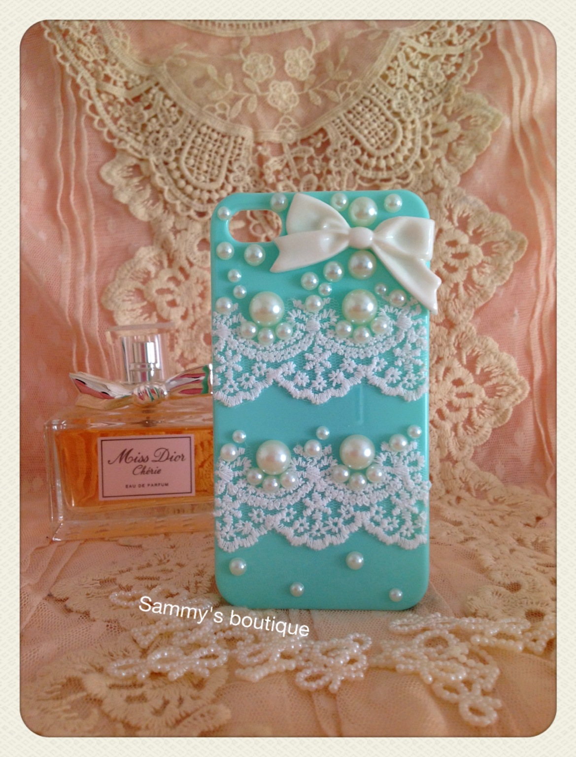 Lace, Pearl And Bow Iphone Case For Iphone 4/4s (back Only) - Light ...